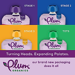 Plum Organics Stage 2 Organic Baby Food - Fruit and Veggie Variety Pack - 4 oz Pouch (Pack of 18) - Organic Fruit and Vegetable Baby Food Pouch