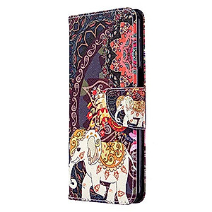 Asdsinfor Compatible with Xiaomi Redmi Note 9S Case Wallet Case, Credit Cards Slot with Stand Function for PU Leather Flip Compatible with Redmi Note 9 Pro/Note 9 Pro Max Flower Elephant BFCH