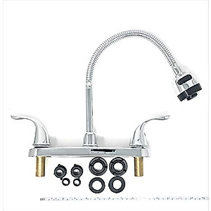 8" Faucet Kitchen Utility Sink Tall High Arc Flexible Spout Lead Compliant Brass Polished Chromed 2 ADA Push Handles [3445LF8] - Grifo Grupo Lava Sastre de Calidad
