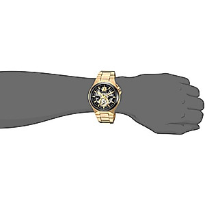 Bulova Men's Classic Maquina Gold Tone Stainless Steel 3-Hand Automatic Watch, Skeleton Dial Style: 98A178