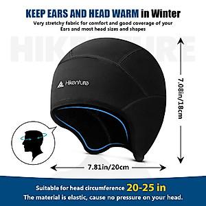 Hikenture Winter Skull Cap Helmet Liner, Thermal Cycling Cap Ski Hat for Men and Women, Cold Weather Running Beanie Fleece Bike Hat,Black
