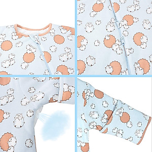 Beyond Your Thoughts 100% Cotton Toddlers Wearable Blanket Baby Sleeping Bag Spring/Autumn 2.5 Tog Up to 3' 8" Height of Child Blue Sheep