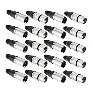 ITSROCK XLR Connector, 20 Pack XLR 3 Pin Male/Female Mic Snake Plug Microphone Cable Connector