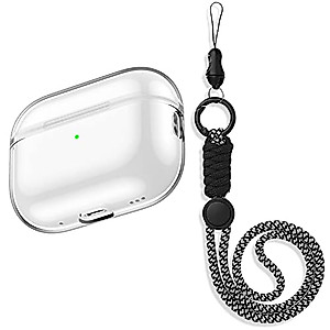 Youtec for Airpods Pro 2nd Generation Case,Clear for Airpods Pro 2 Cover 2022 with Keychain Lanyard,Transparent TPU Carrying Case Skin with Hand Strap for Women Men,Clear