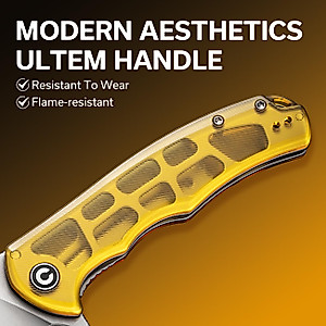 CIVIVI Praxis Pocket Folding Knife - Modern Aesthetics Ultem Handle, 3.75" Sharp Blade, Deep Carry Clip for EDC C803L