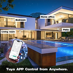 cumilo 60” Large Smart Ceiling Fans with LED Lights and Remote,Quiet DC Motor,Dimmable,Outdoor Indoor Matte White Ceiling Fan Controlled by WIFI Alexa App,Modern 3 Blade for Bedroom Living Room Patio