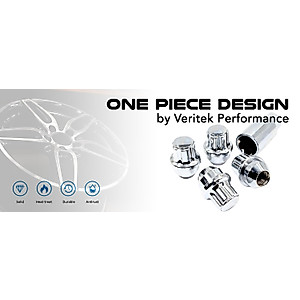 Set of 4 Veritek 14x1.5mm 1.6 Inch 22mm Hex Chrome Large Acorn Conical Seat Wheel Locks for Tesla Factory Wheels