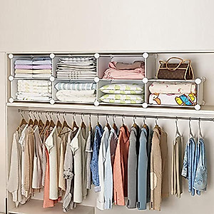 Aeitc Stackable Closet Organizer 6-Shelf Adjustable Space Saver Closet Storage for Folded Clothes and Accessory,White (18 Section)