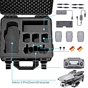 Lekufee Waterproof Carrying Case Compatible with DJI Mavic 2 Pro Combo and More DJI Mavic 2 Drone Accessories(Case Only)