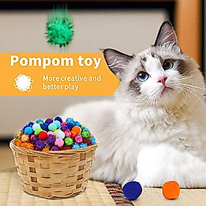TECH-P®100 Pack 1.5 Inch Pom Poms with Glitter Tinsel and 30 PCS 1.18"30mm Non Glitter Pom Poms Sparkle Balls Cat Toy Balls– Assorted Color