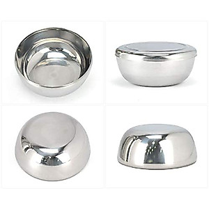 SoltreeBundle Set of 5, Korean Stainless Steel Rice Bowl with Lid Set, Korean Kitchen Restaurant, Multi-Purpose Stainless Steel Hygienic Sanitary Bowl + Lid Set