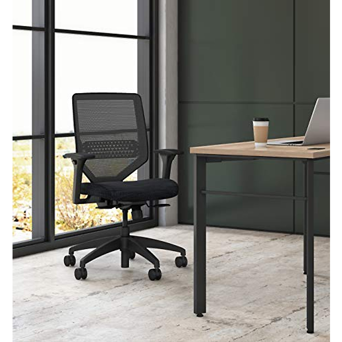 HON HONSVM1ALC10TK Solve Mid Task Chair with Mesh Back and Adjustable Lumbar Support, in Ink (HSLVTMMKD), Black