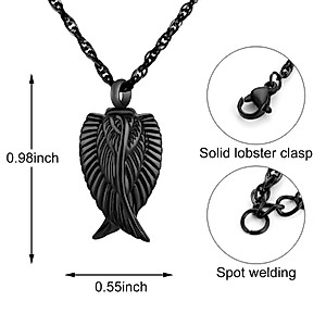 XIUDA Angel Wing Cremation Necklace for Ashes Memorial Urn Pendant Jewelry for Ashes-I'm here WATCHING over you