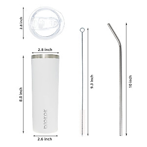 BJPKPK Skinny Tumbler with Lid 20 oz Stainless Steel Vacuum Insulated Double Wall Travel Coffee Water Tumblers Cup,White