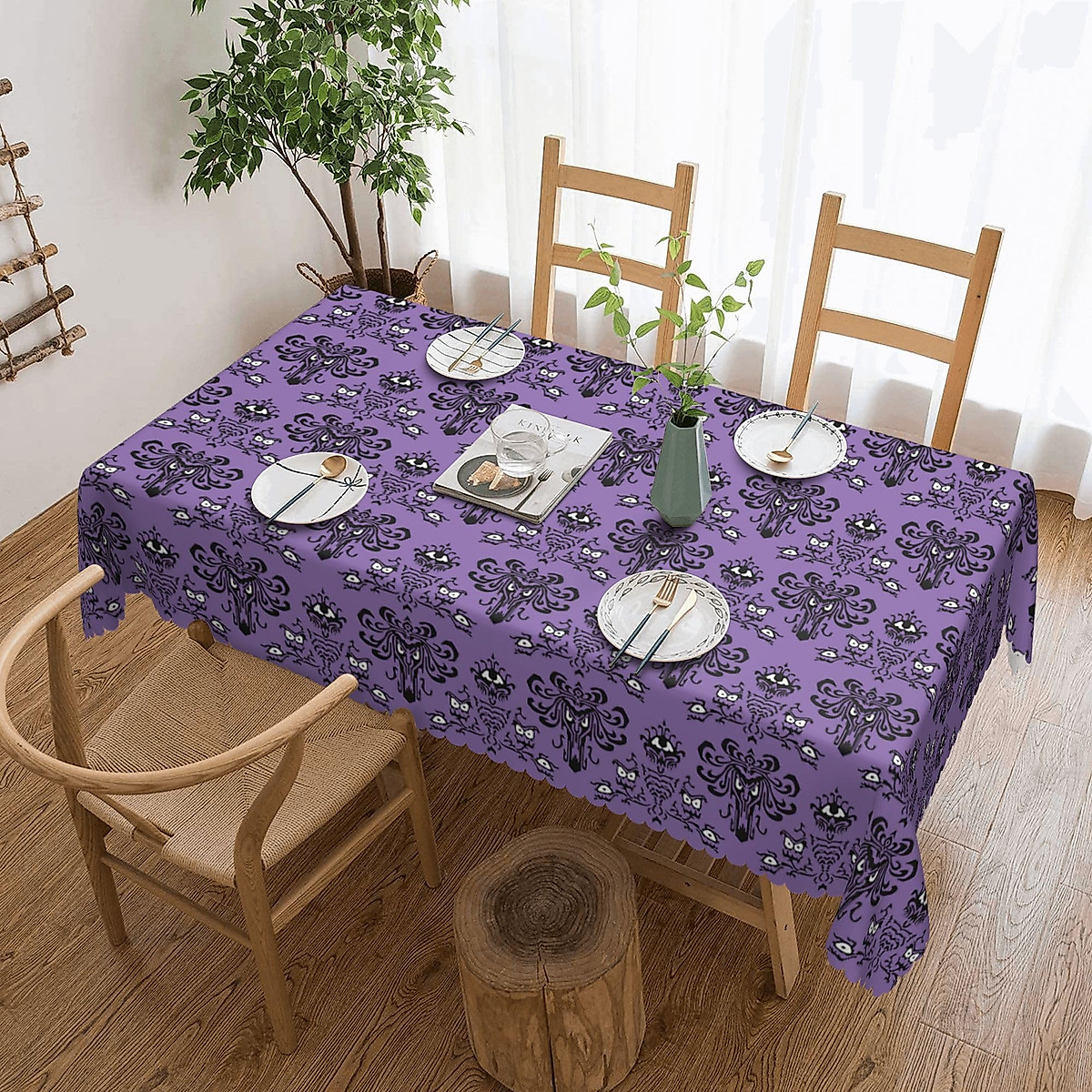 BEIANSHUO Haunted The Mansion Square Tablecloth (54x72in) - Water Resistant, Spill-Proof & Washable Polyester Table Cover - Versatile Decorative Fabric Ideal for Dining, Parties, Buffets & Camping