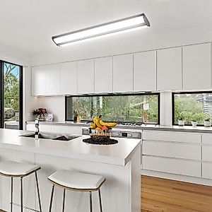 FAITHSAIL 4FT LED Wraparound Light Fixture Ceiling Mount, Ultra Slim 50W LED Garage Light Flush Mount, 4000K Neutral White, 5500 Lumens Office Light, Fluorescent Fixtures Replacement, 4 Pack