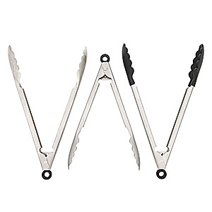 KitchenAid Universal Utility Serving and Silicone Tipped Stainless Steel Kitchen Tongs, Set of 3