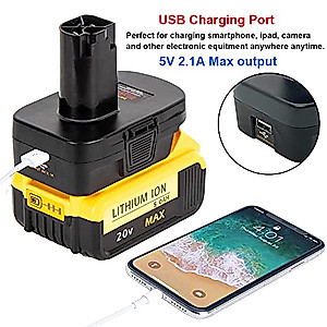 USB Battery Adapter for Craftsman C3 19.2V Cordless Tools, Converter for Dewalt 20V MAX and for Milwaukee M18 18V Lithium Battery to Craftsman 19.2 Volt Lithium Ion Battery Adaptor, w/ 5V 2A USB Port