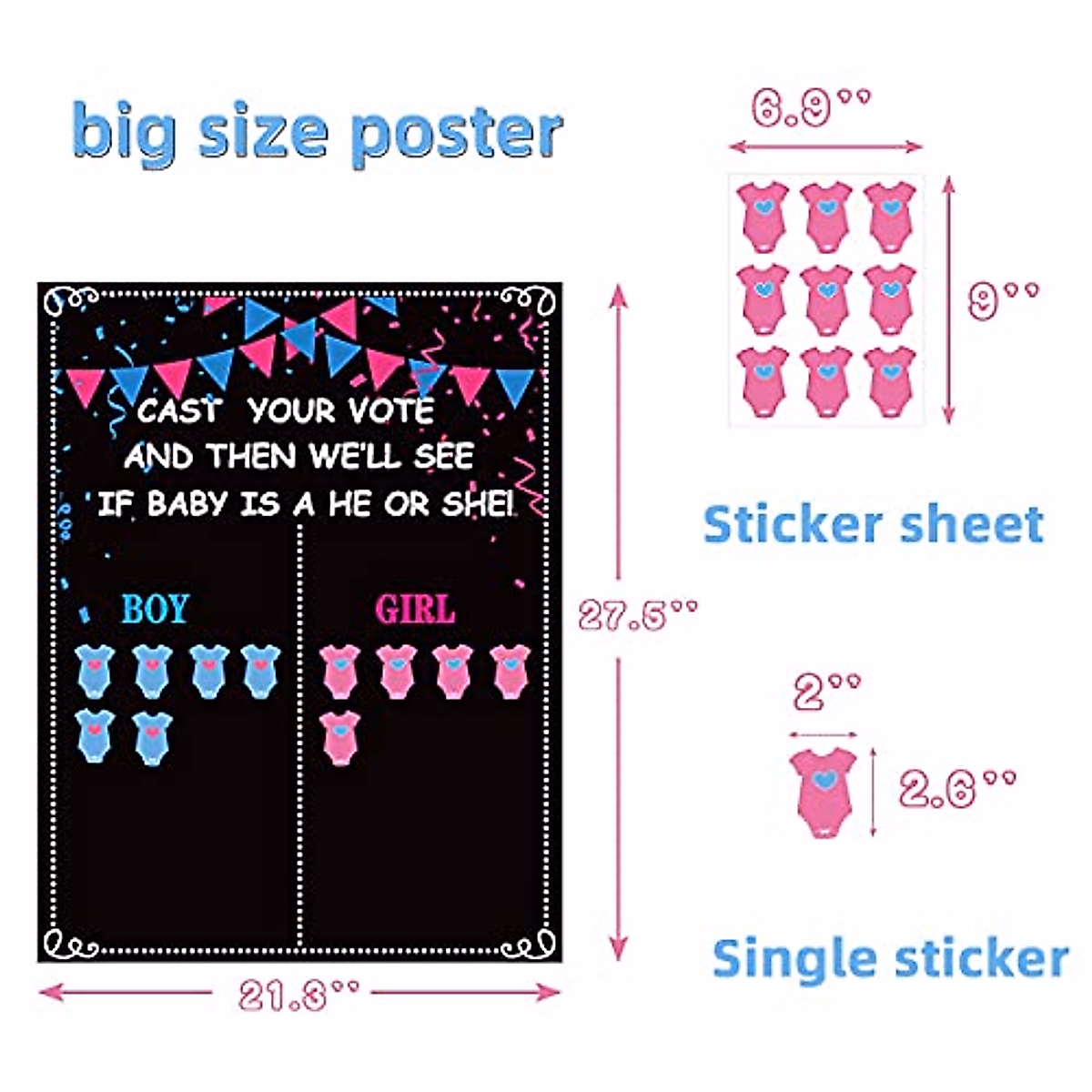 Gender Reveal Ideas Gender Reveal Decorations - 54 Voting Gender Reveal Games Boy or Girl Party Supplies for Gender Reveal Use