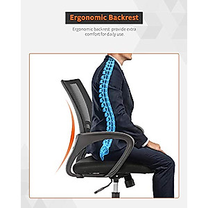 BestOffice Ergonomic Desk Mid-Back Mesh Computer Lumbar Support Comfortable Executive Adjustable Rolling Swivel Task Chair with Armrests(Black)
