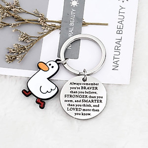 WSNANG Cute Duck Jewelry You are Braver Stronger Smarter Than You Think Keychain Duck Inspirational Gifts for Duck Lover (Duck Always KC)