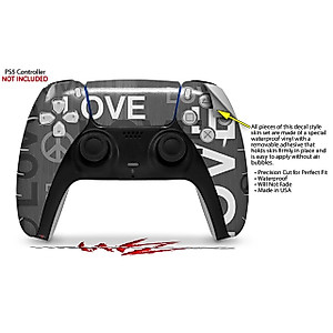 WraptorSkinz Skin Wrap compatible with Sony PS5 DualSense Controller Love and Peace Gray (CONTROLLER NOT INCLUDED)