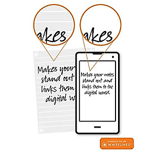 ROARING SPRING Whitelines Premium Line Ruled Spiral Notebook, Digitally Download Your Notes, FREE App, 11" x 8.5" 70 Sheets