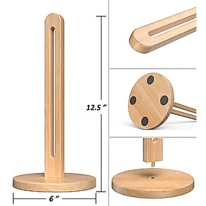KitchLife Wooden Paper Towel Holder, Upgraded Size - Kitchen Paper Hanger Rack Bathroom Towel Roll Stand Organizer Simply Standing Countertop Paper Roll Holder