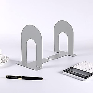 Yilicher Bookshelf Metal Bookend Heavy Duty Metal Bookshelf Tall Bookshelf for Office, Home, School, Gift Giving, Desk, Library Shelf Stand, (2 Pairs/4 Pieces, Round, )