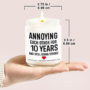 Younift 10 Years Candle, 10 Year Anniversary, Gifts for Wife, Husband, 10th Anniversary, Gifts for Him, Her, 10 Year Wedding Anniversary, Gifts for Couples, Funny Gifts, 10 Year Tin Anniversary