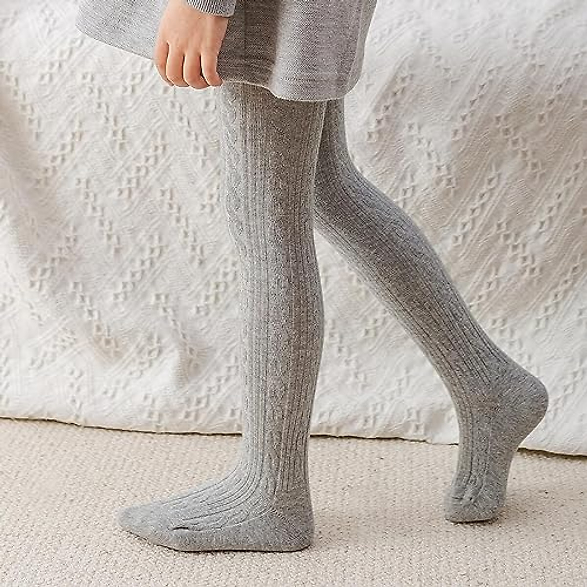 vanberfia Baby Toddler Girls Cable Knit Cotton Tights Pantyhose Leggings Stocking Pants (CG185, 4-6T)