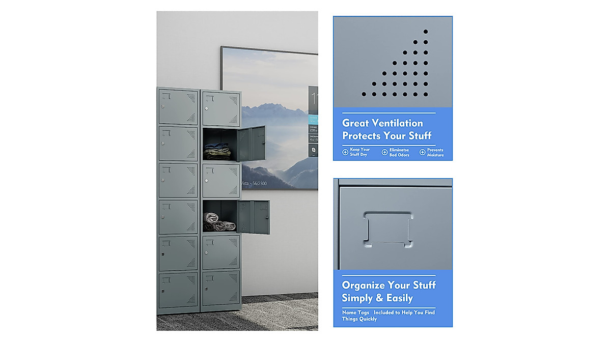 Yizosh Metal Locker with 6 Doors | Secure Steel Storage for School, Gym ...