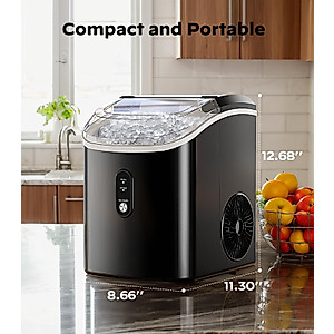 Nugget Ice Makers Countertop, Pellet Ice Machine with Self-Cleaning Function, Nugget Ice Machine Produces 33 lbs of Chewable Ice in 24 Hours, Sonic Ice Maker Perfect for Home Kitchens Party Camping