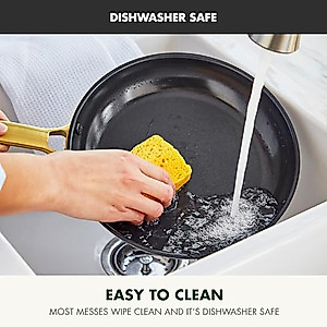 GreenPan Reserve Hard Anodized Healthy Ceramic Nonstick, 8" 10" and 12" 3 Piece Frying Pan Skillet Set, Gold Handle, PFAS-Free, Dishwasher Safe, Oven Safe, Black