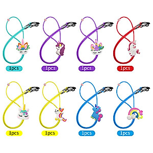 ZXSWEET 8PCS Kids Glasses Strap Unicorn Rainbow Adjuster Stretchy Eyeglass Strap for Girls Boys