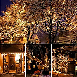 Yiaht Solar String Lights Outdoor, 4 Pack Each 33 Ft 100 Led Solar Powered Fairy Lights Waterproof with 8 Modes Decoration Copper Wire Lights for Trees Christmas Party Patio Yard Wedding(Warm White)