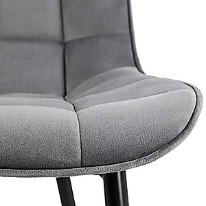 Topeakmart Dining Chairs Armless Fabric Chairs Modern Style Furniture Chairs with Soft Cushion and Metal Legs for Dining Room, Kitchen, Living Room, Hotel, Set of 2, Gray