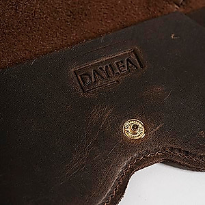 DAYLEA Genuine Leather Sunglasses Case Soft Slim Sunglasses Holder, Travel Eyeglass Case with Wristlet Strap for Women Men