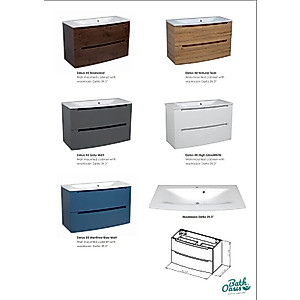 Bath Oasis Modern Free Standing Bathroom Vanity with Washbasin | Delux Teak Natural Collection | Non-Toxic Fire-Resistant MDF-40-Diamond Collection 40"