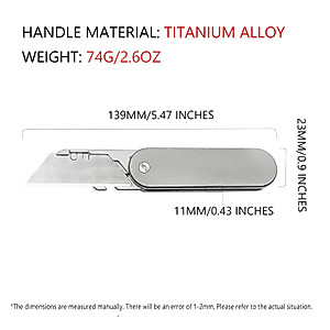 ainhue A33 Unique Deployment Titanium Alloy Pocket Utility Knife, 10pcs Replaceable Blades, 3.3 inches Handles with Pocket Clip, Heavy Duty Box Cardboard Cutter