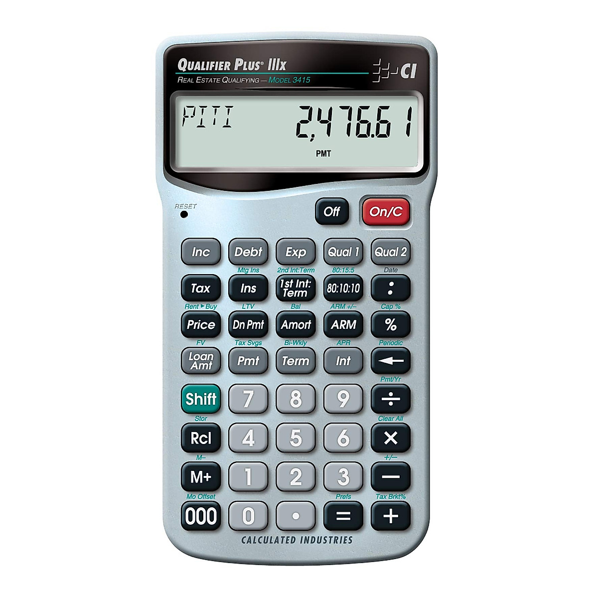 Calculated Industries 3415 Qualifier Plus IIIx Advanced Real Estate Mortgage Finance Calculator | Simple Operation | Buyer Pre-Qualifying | Solves Payments, Amortization, ARMs, Combos, FHA, VA, More