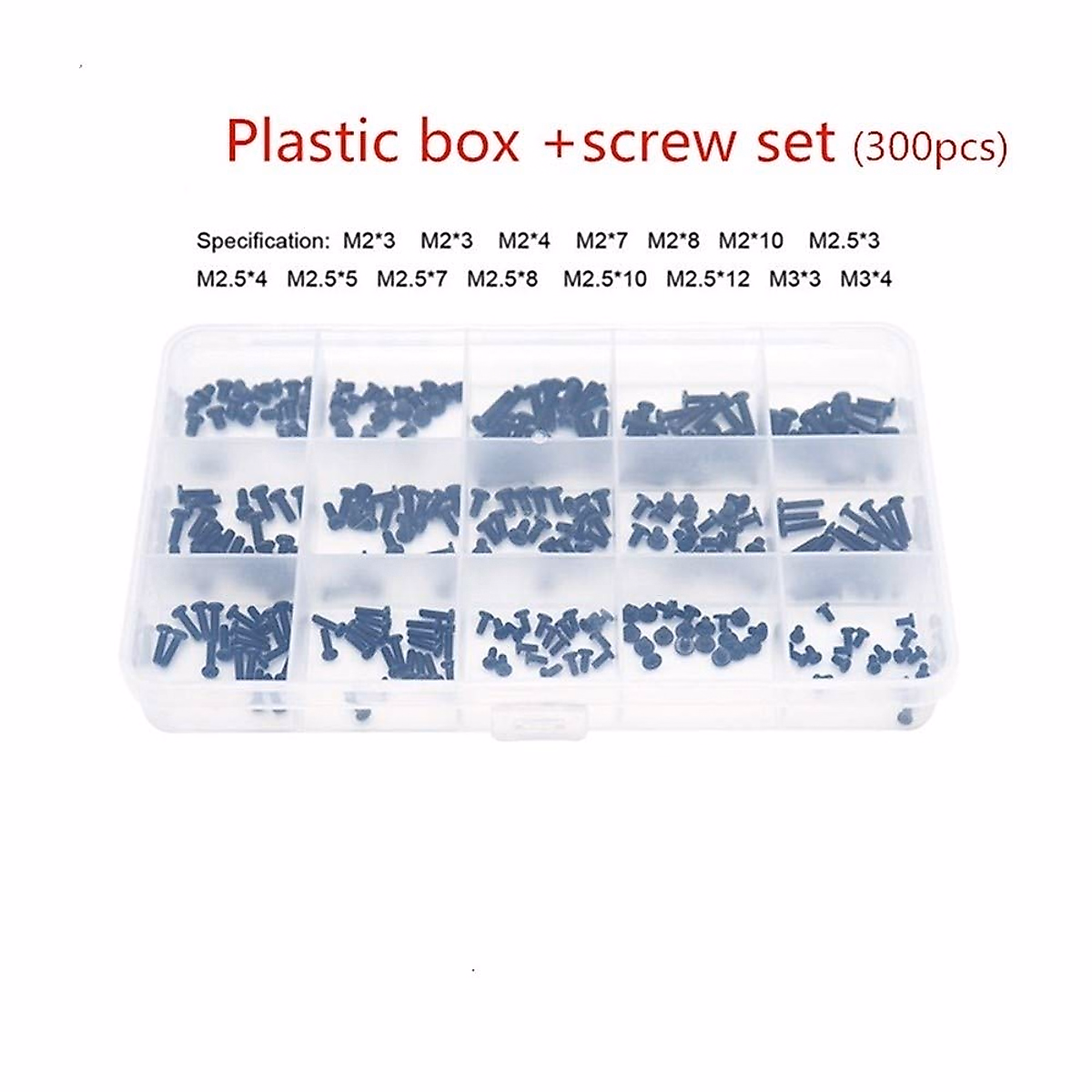 TONGCHAO Tchaosc M2,M2.5,M3 Screws 300pcs Laptop Notebook Computer Screws Replacement Kit Alloy Steel Screws (Color : Plastic Box and scre)