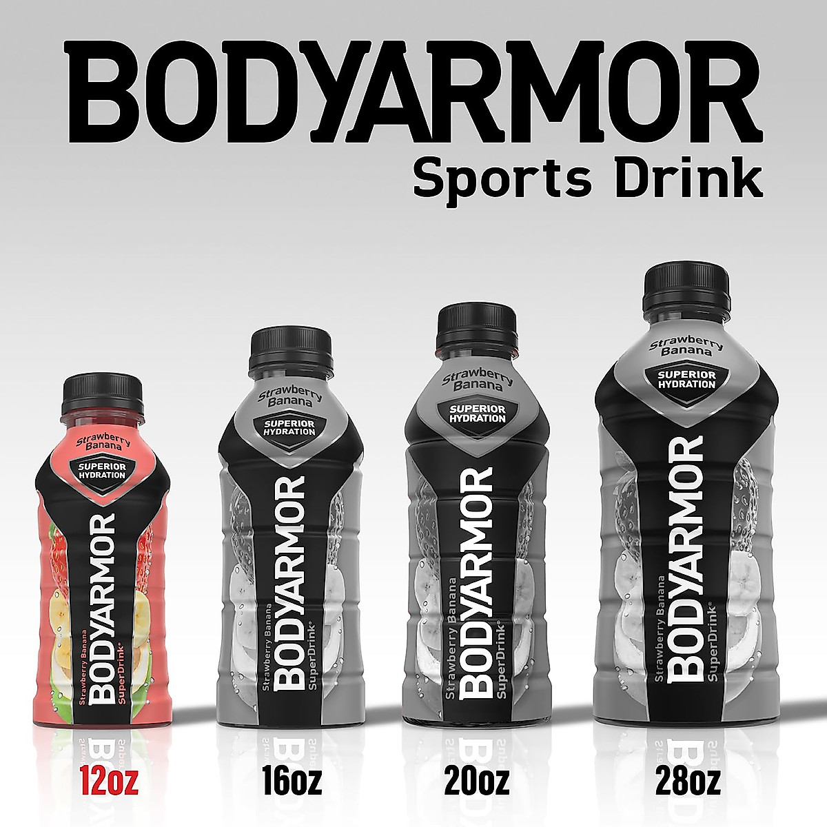 BODYARMOR Sports Drink Sports Beverage, Strawberry Banana, Coconut Water Hydration, Natural Flavors With Vitamins, Potassium-Packed Electrolytes, Perfect For Athletes, 12 Fl Oz (Pack of 8)