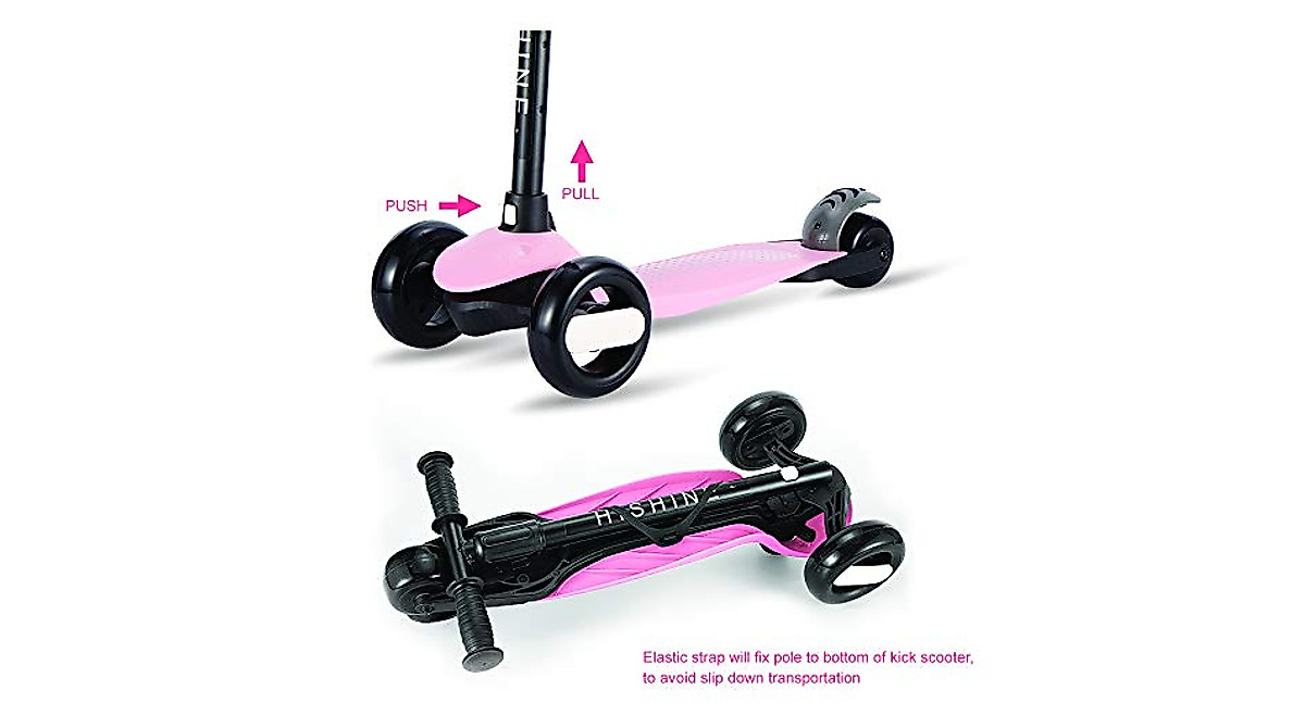 Kid-Friendly Pink Kick Scooter with Adjustable Height