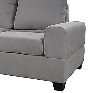 Acosure 112" Modern L-Shape Couch Set with Reversible Chaise,Sectional Convertible Sofa W/Storage Ottoman & 2 Cup Holders,Easy Assembly,6 Seat Sleeper Furniture for Living Room Apartment,Gray Velvet