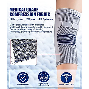 ZEAMO Knee Compression Sleeve with Gel Pad & Side Stabilizers (Medium)