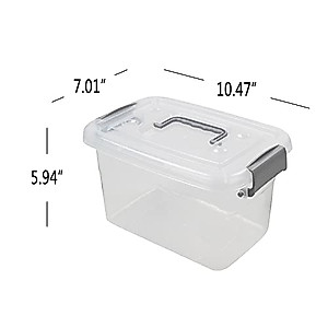 AnnkkyUS 6-pack Small Storage Bins with Lids, Clear Plastic Storage Boxes