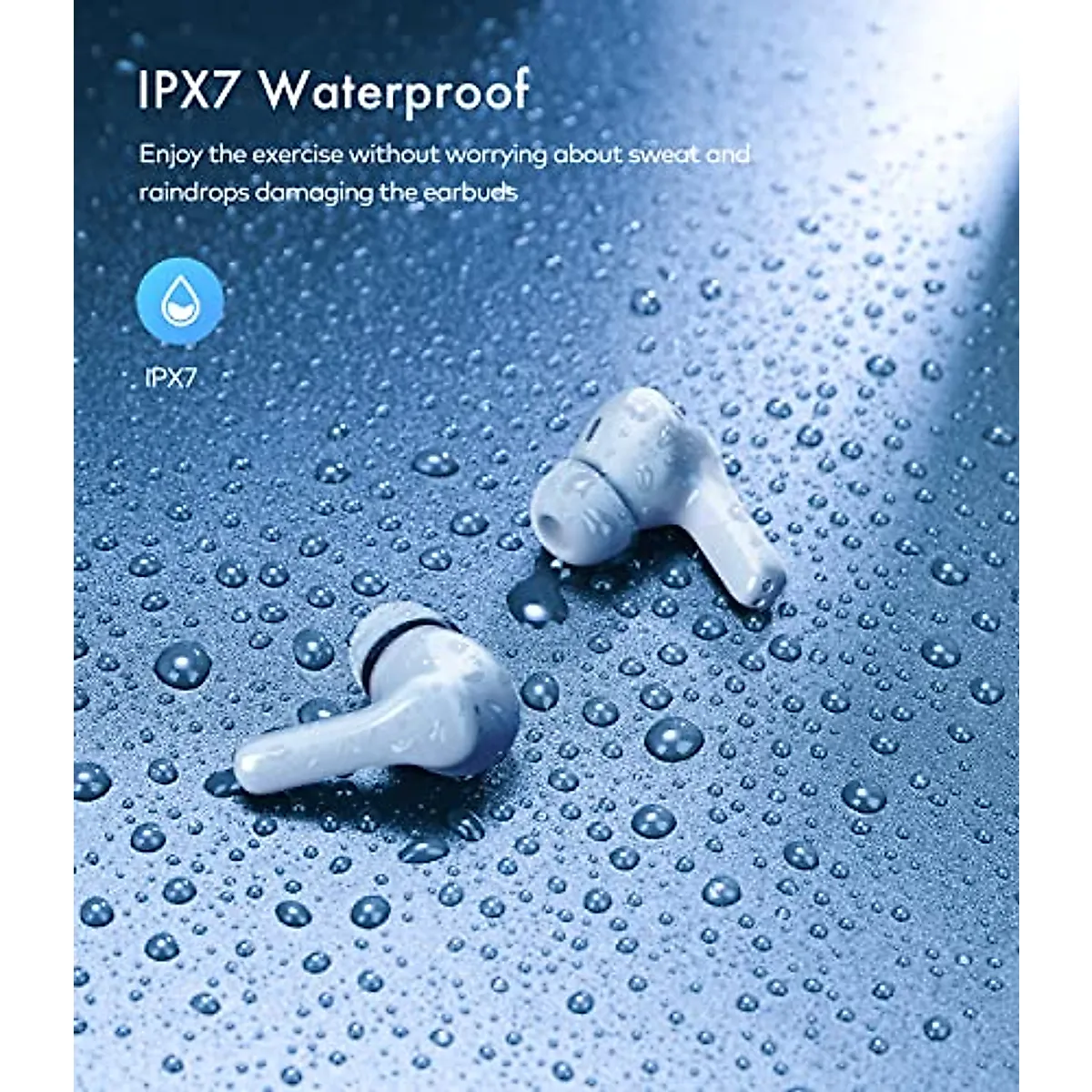 True Wireless Earbuds Noise Cancelling FUNSOUND Bluetooth 5.3 Headphones with 4 Mics, 60Hrs Playtime IPX7 Waterproof Bluetooth Earbuds Stereo in Ear Headphones for Sports Running Workout Gaming, White