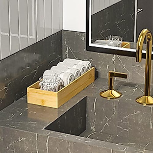 Toilet Tank Tray, Guest Towel Organizer Holder, Bathroom Accessory Vanity Bamboo Tray Wood Sink Tray, Perfume Tray for Home Decoration 15” L x 6” W x 3” H