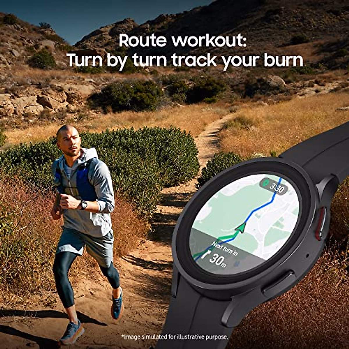 SAMSUNG Galaxy Watch Pro 5 45mm LTE Smartwatch w/ Body, Health, Fitness and Sleep Tracker, Improved Battery, Sapphire Crystal Glass, GPS Route Tracking, Titanium Frame, US Version, Black